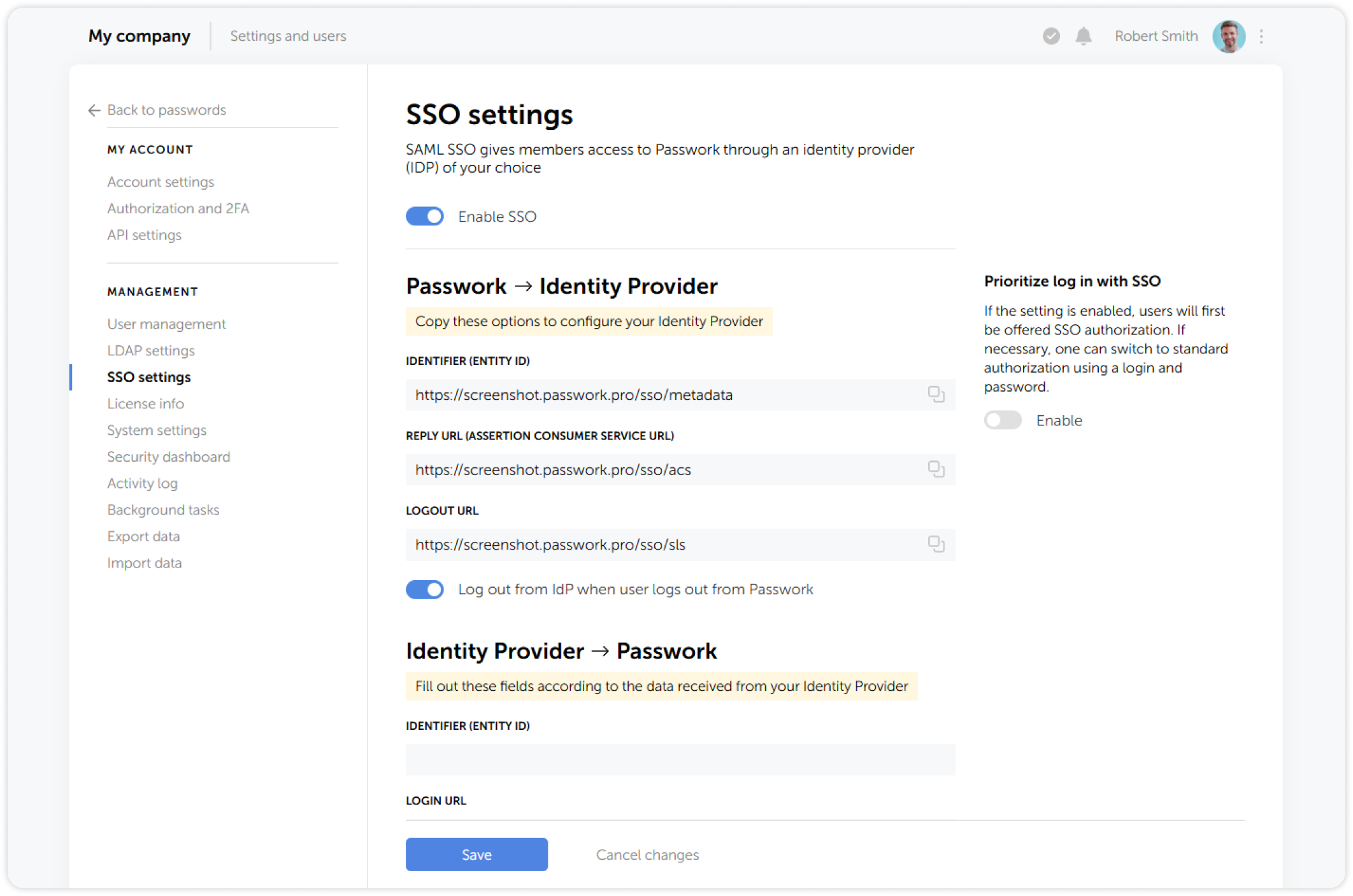 SSO settings | Passwork Documentation