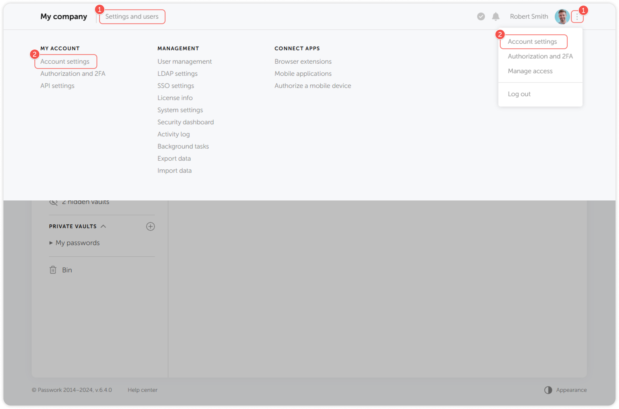 Account settings | Passwork Documentation