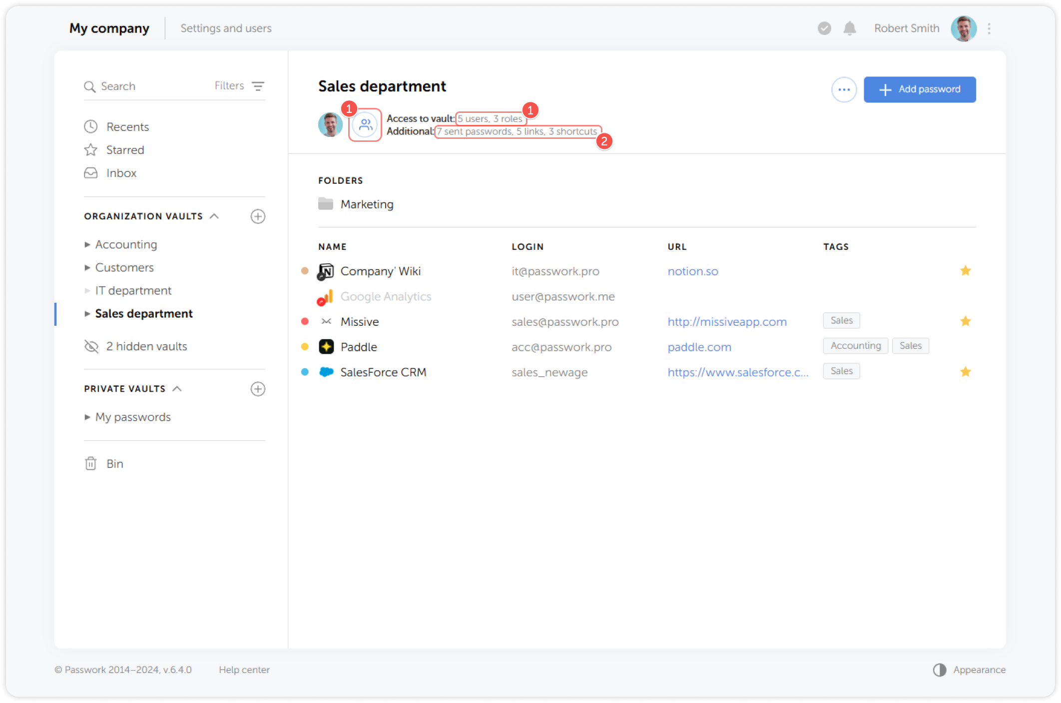 Vault access rights | Passwork Documentation