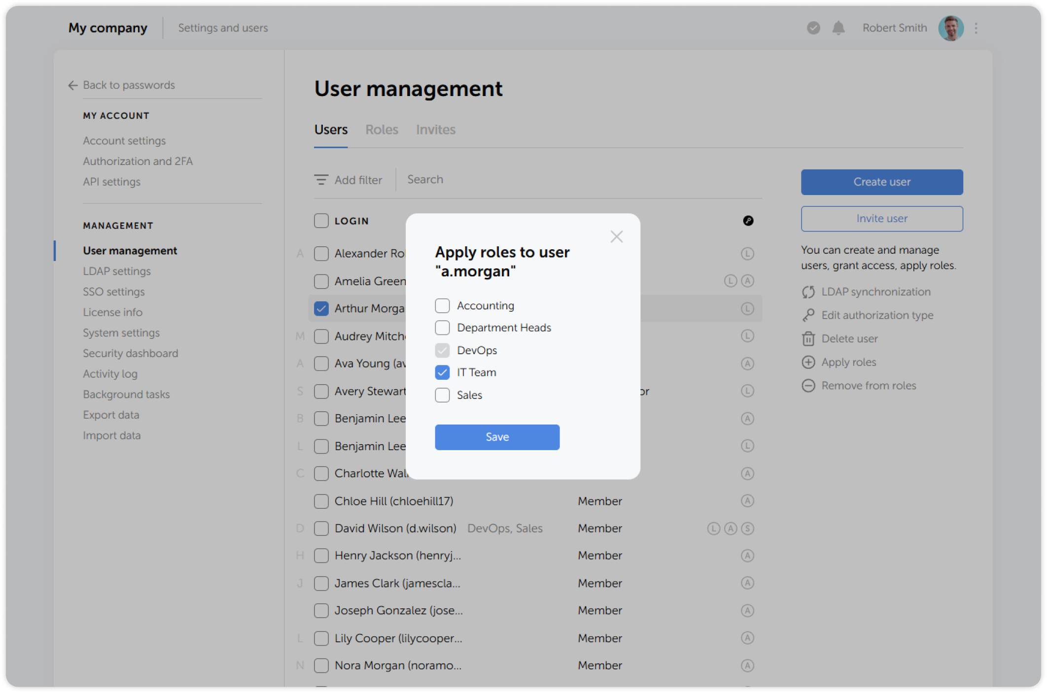 Apply roles | Passwork Documentation