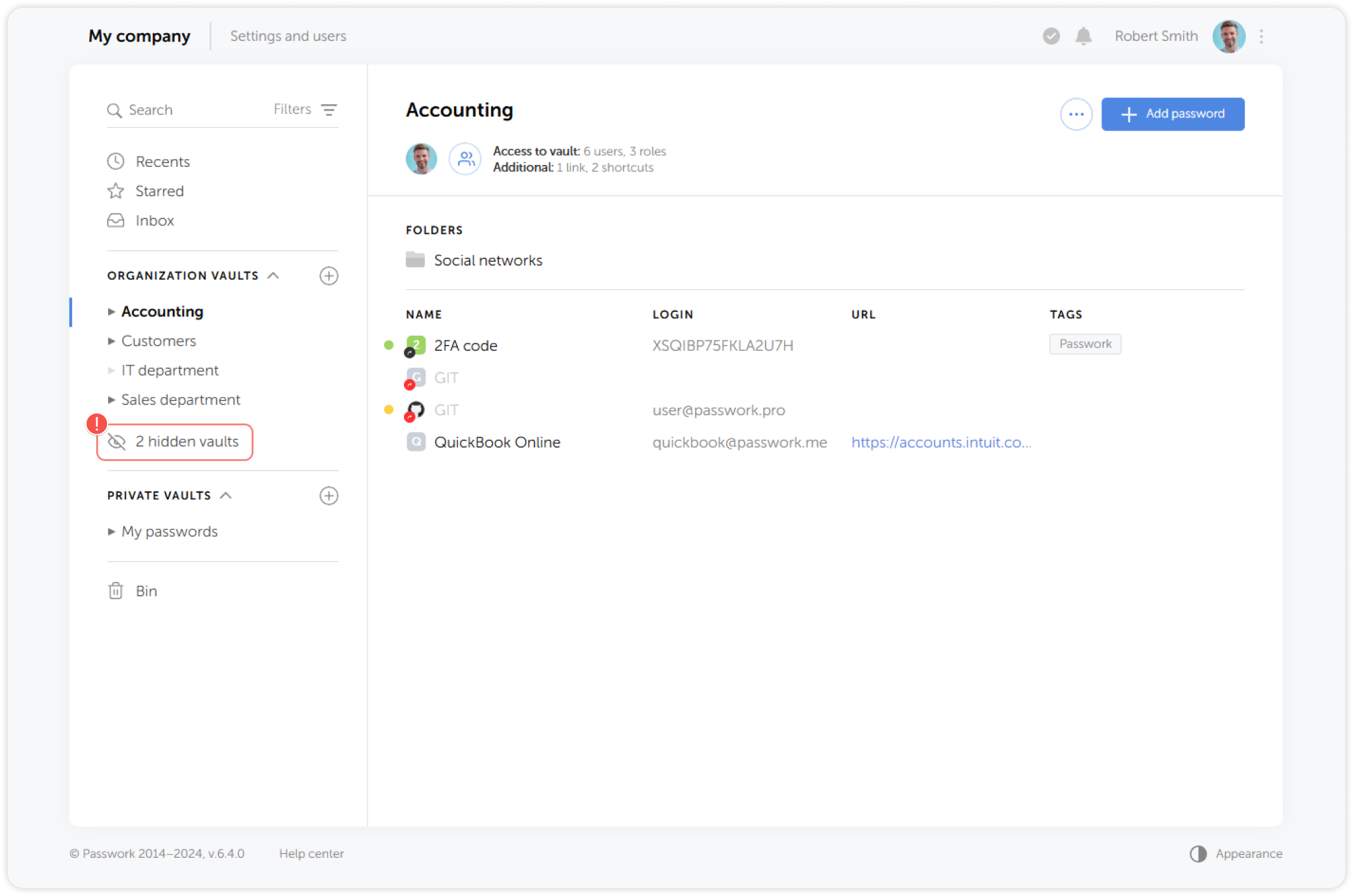 Hide vault | Passwork Documentation
