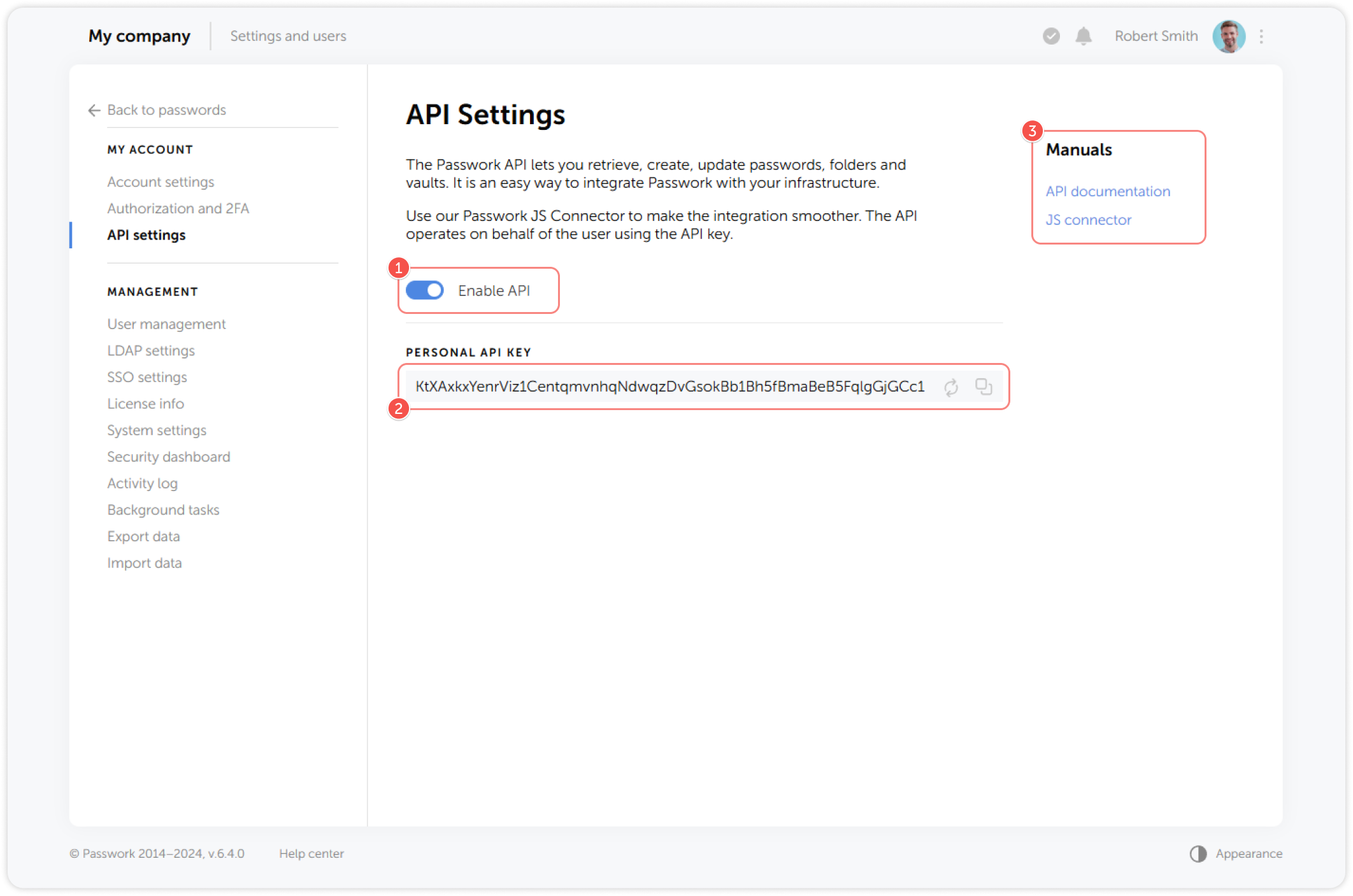 API settings | Passwork Documentation