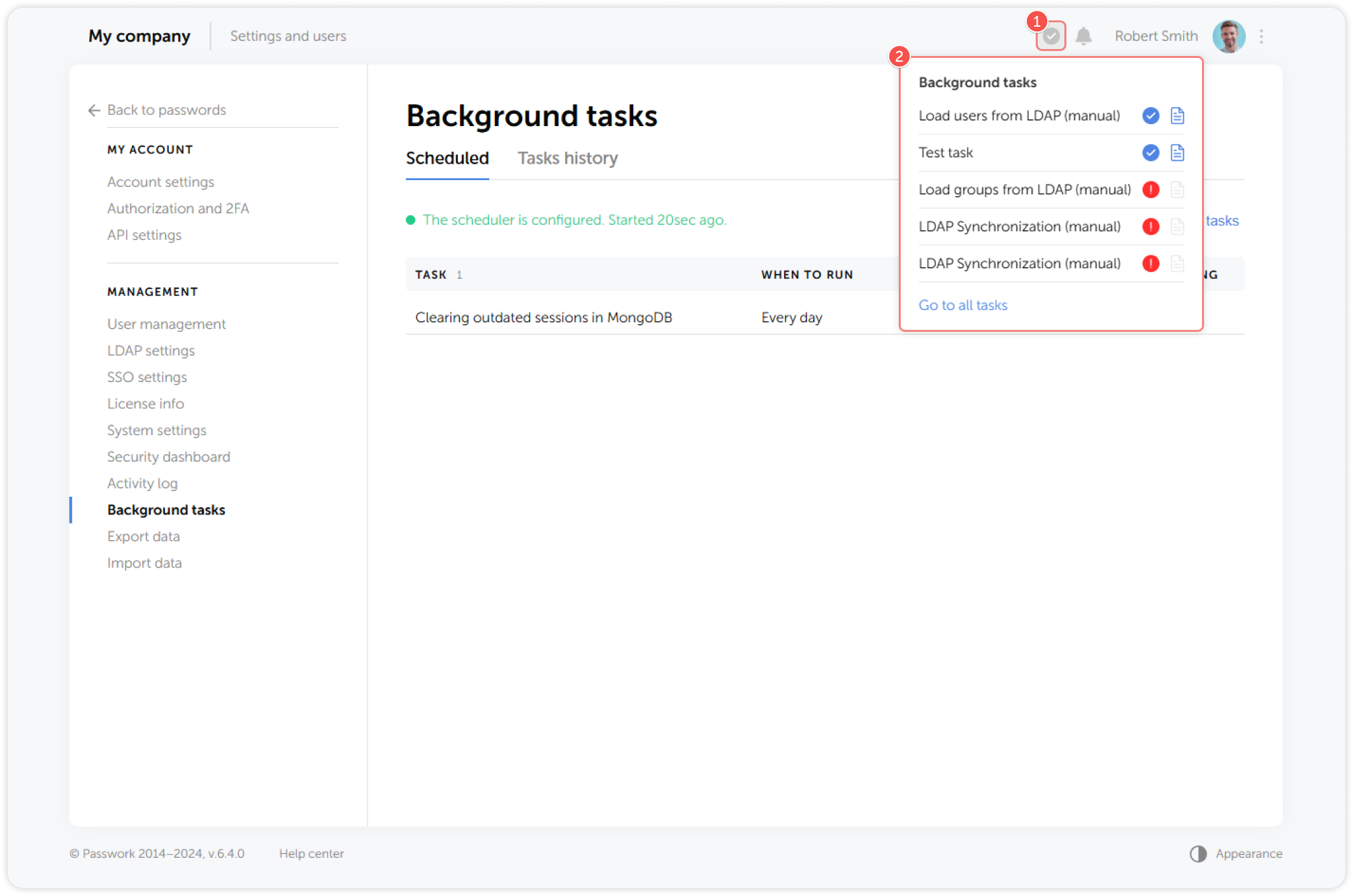 Background tasks | Passwork