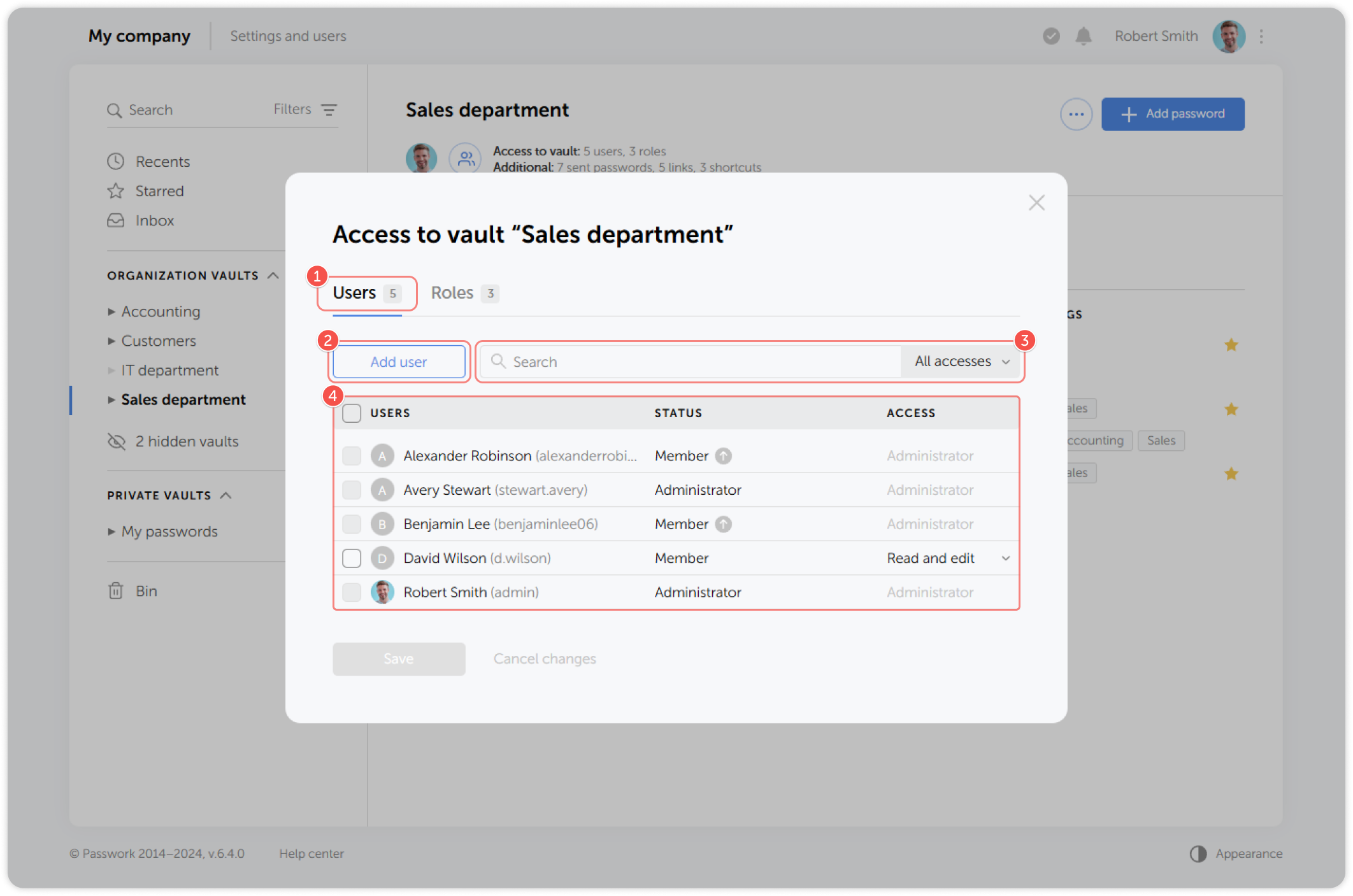 Vault access rights | Passwork Documentation