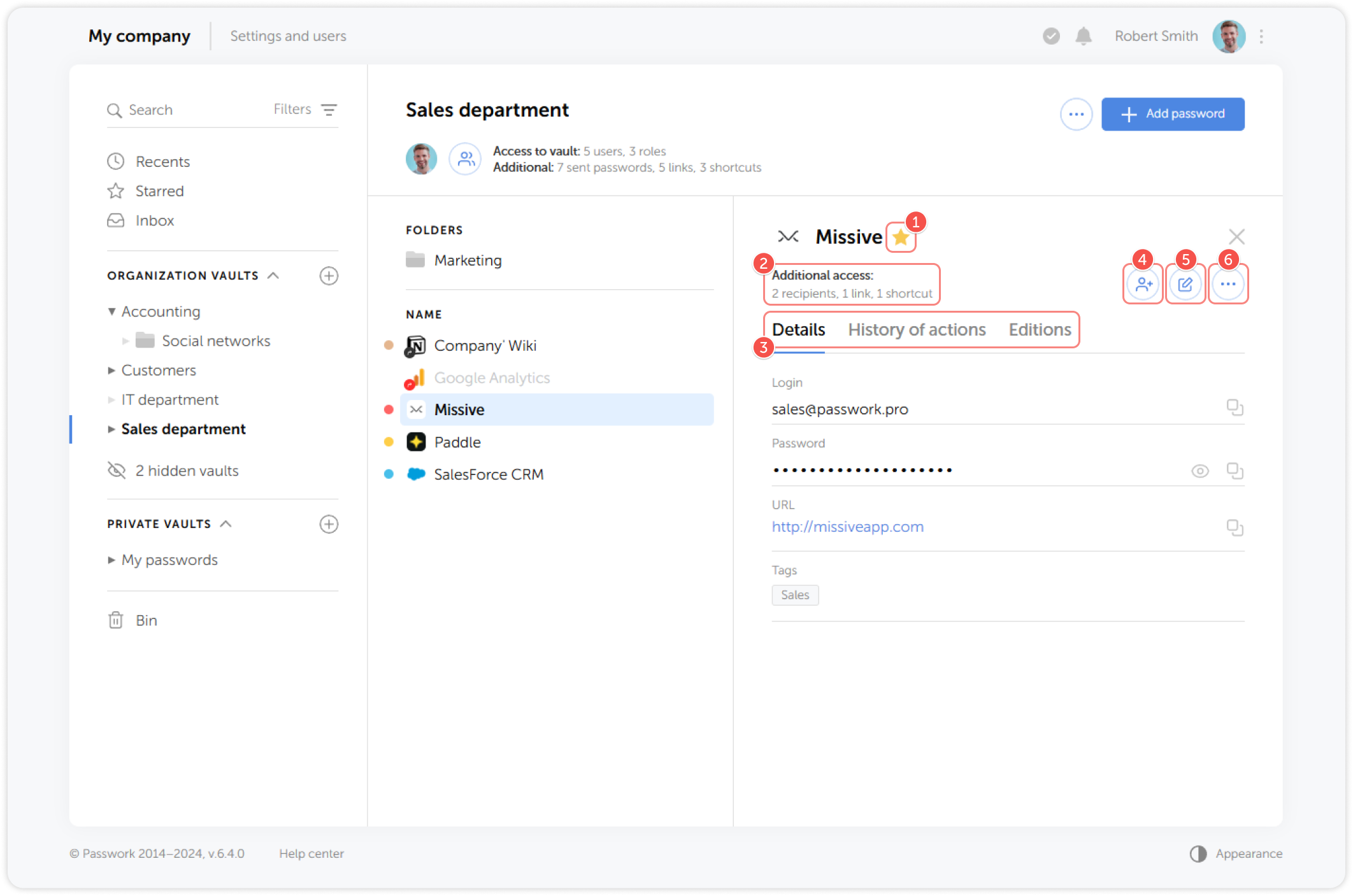 Password card | Passwork Documentation