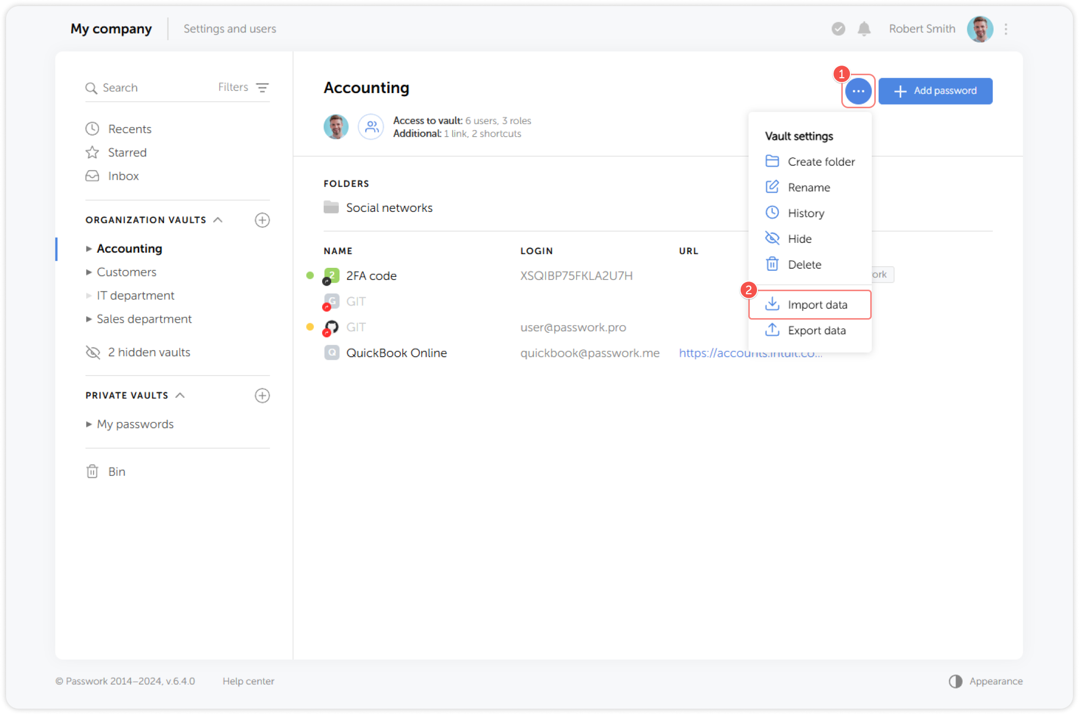 Import data | Passwork