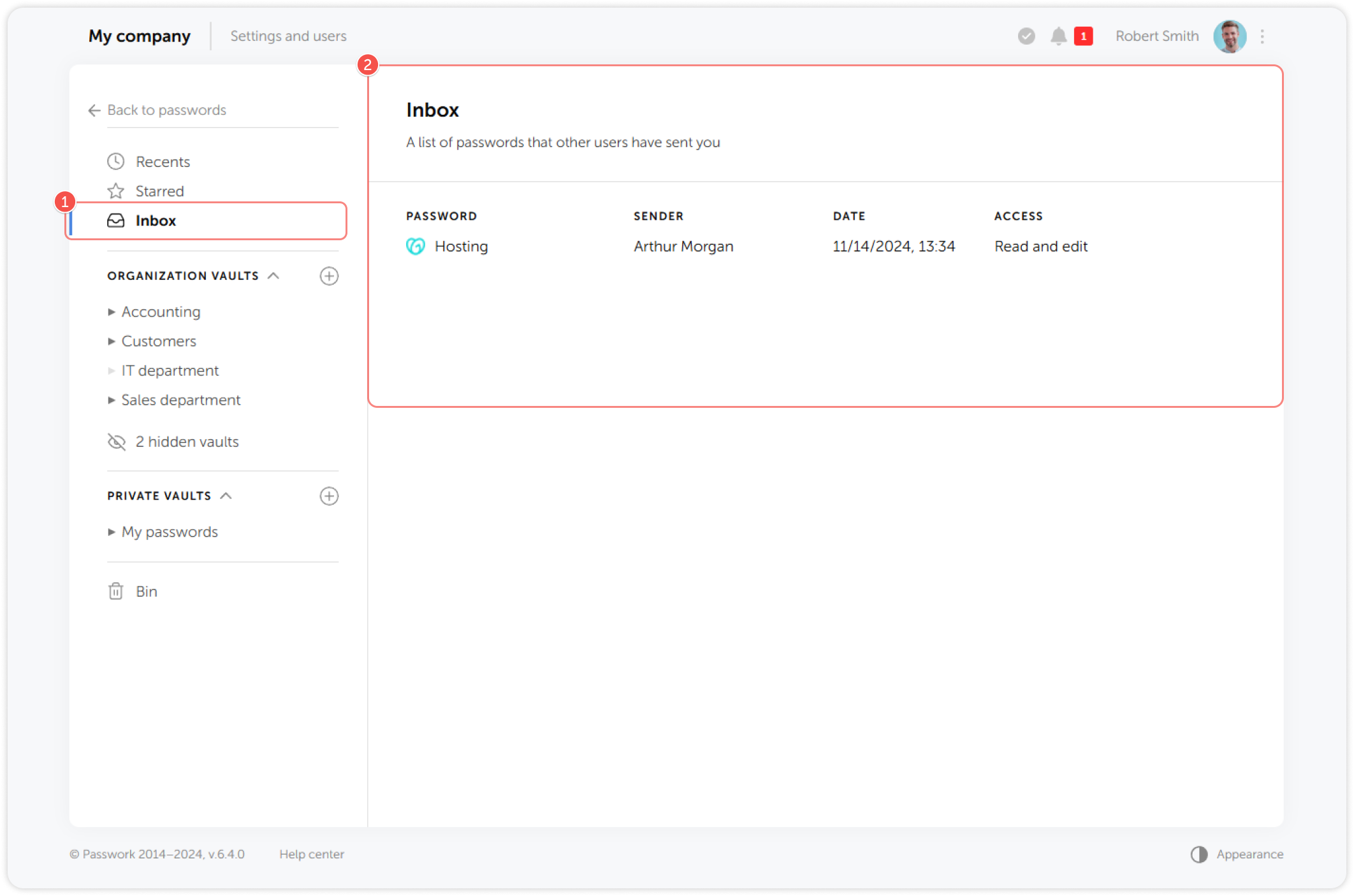Inbox | Passwork Documentation